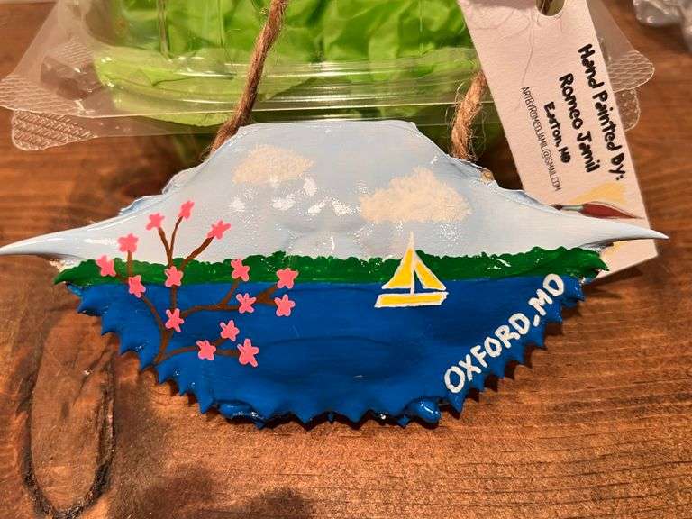 Hand Painted Oxford, MD Crab Shell - Trice Auctions