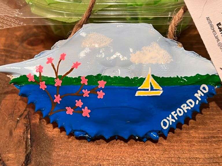 Hand Painted Oxford, MD Crab Shell - Trice Auctions