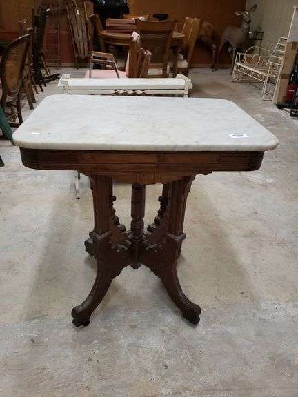 Antique Marble Top Table - Trice Auctions