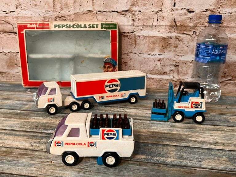 Vintage Buddy L Pepsi 3 Piece Set, Semi, Truck, & Forklift, Also Bottle ...