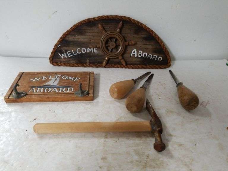 Welcome Aboard Signs, Clam Knives, Hammer - Trice Auctions