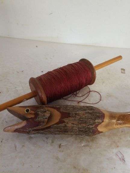 Decorative Wood Fish & Spool Of String - Trice Auctions