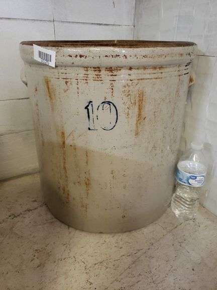 Extra Large Vintage Number 10 Pottery Crock - Trice Auctions
