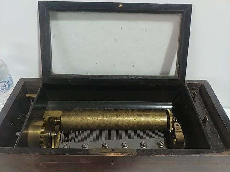 Antique Dark Wood Music Box - Trice Auctions