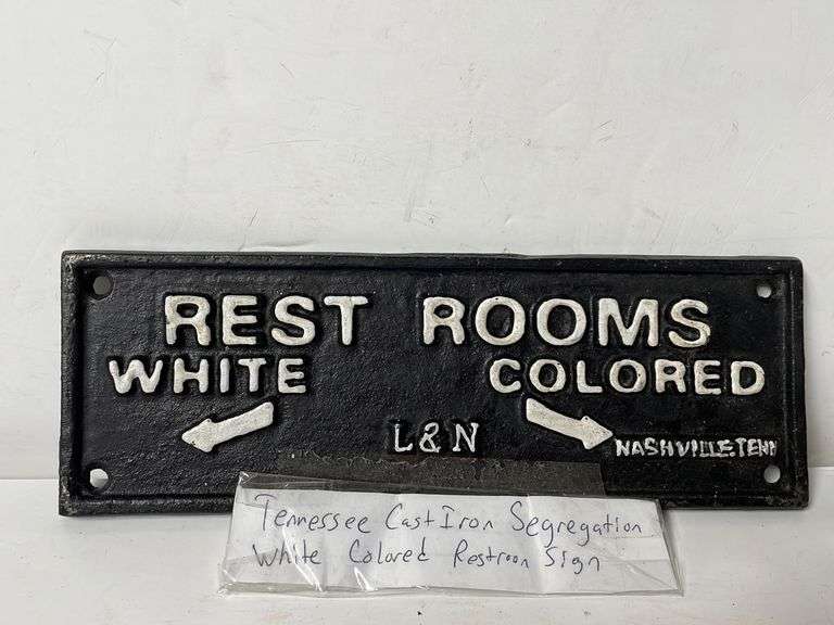 Tennessee Cast Iron Segregation White Colored Restroom Sign - Trice ...