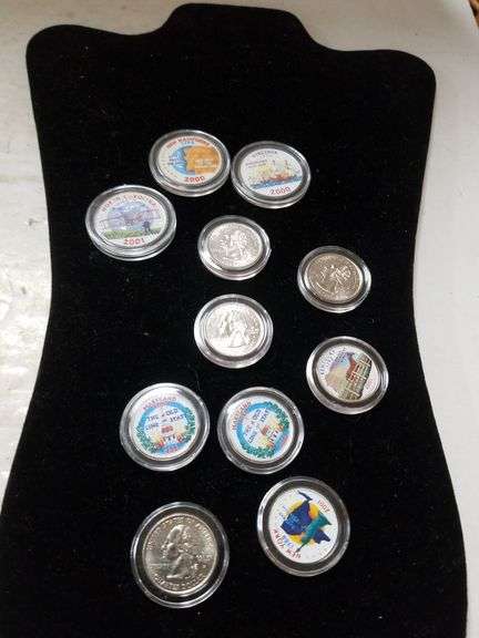 Painted Half Dollars (3), State Quarters(8) - Trice Auctions