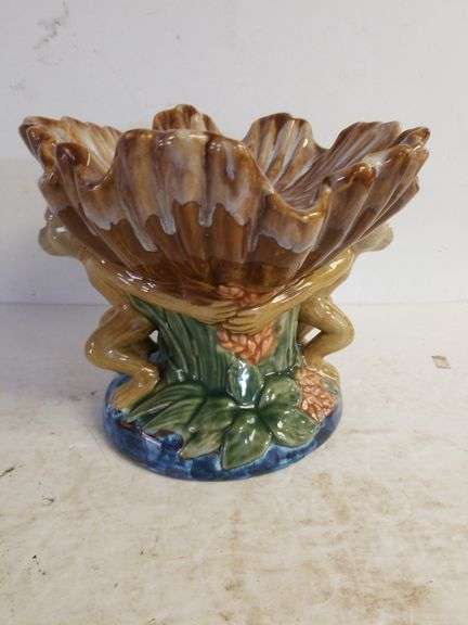 Majolica Art Monkey Shell Pottery - Trice Auctions