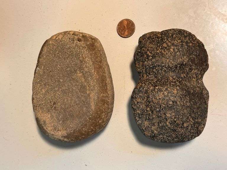 Two Native American Artifacts Flat Grinding Stone, & Axe Head - Trice ...