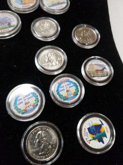 Painted Half Dollars (3), State Quarters(8) - Trice Auctions