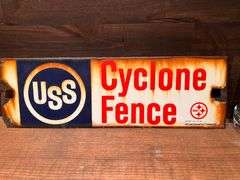Vintage Porcelain Cyclone Fence Sign - Trice Auctions