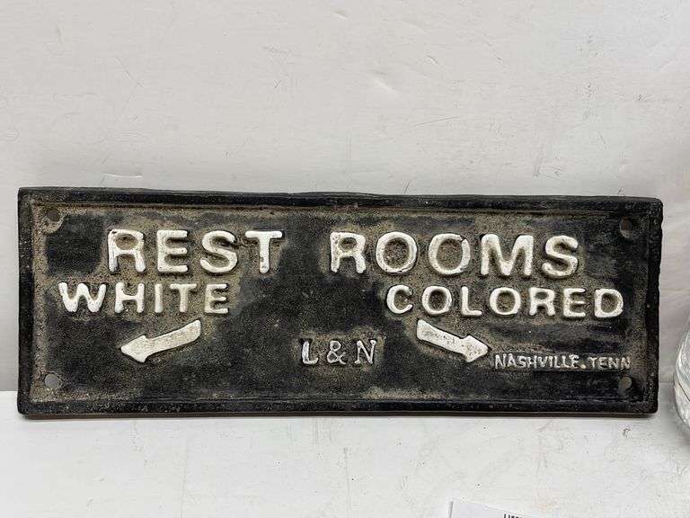 Cast Iron Segregation Restroom Sign - Trice Auctions
