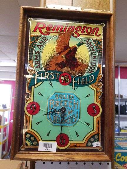 Remington First On The Field Wall Clock(glass Broken) - Trice Auctions