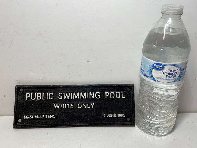 Cast Iron White Only Swimming Pool Segregation Sign - Trice Auctions