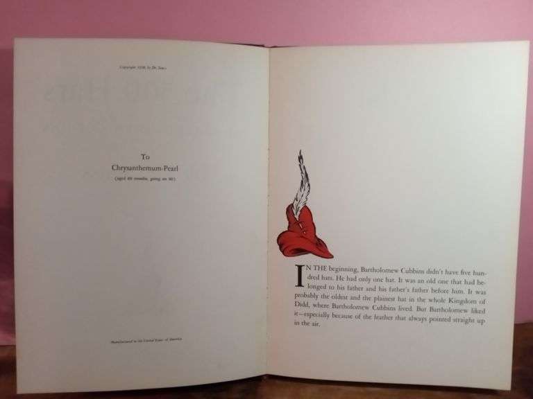 VERY RARE The 500 Hats of Bartholomew Cubbins by Dr. Seuss - Copyright ...