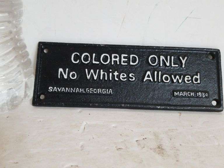 Cast Iron Segregation Sign - Trice Auctions