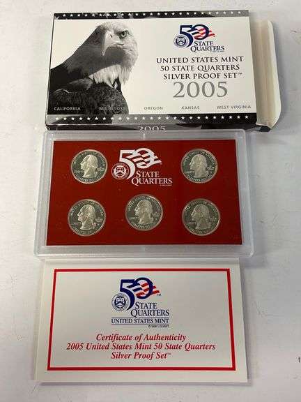 2005 United States Mint 50 State Quarters Silver Proof Set - Trice Auctions