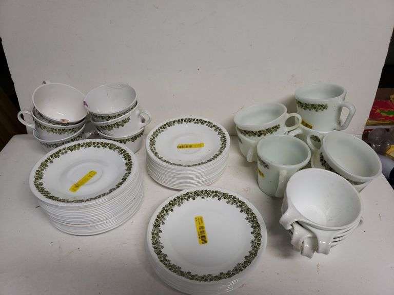 65 Piece Vintage Corelle Crazy Daisy Pattern Dishes - Trice Auctions