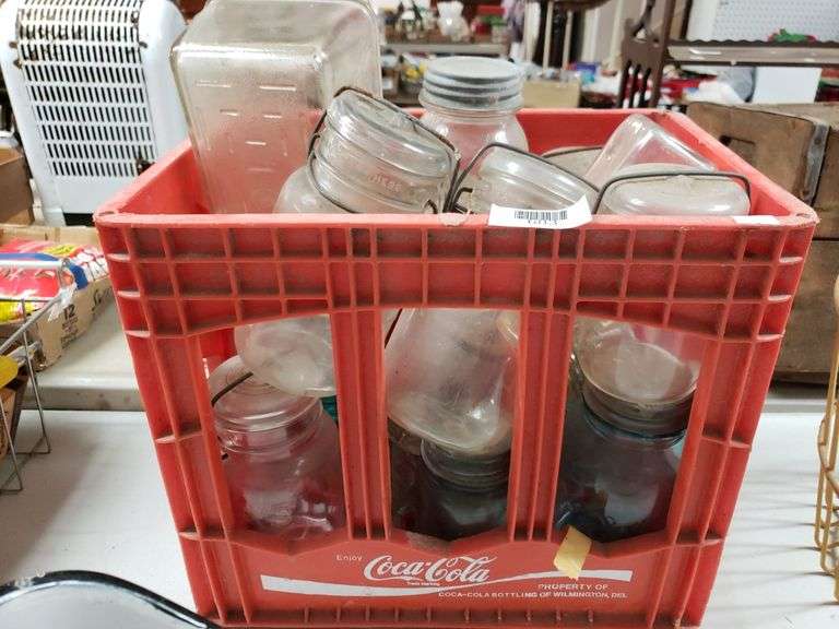 Vintage Ball Mason Canning Jars, Coca-cola Crate Pyrex Dish And ...