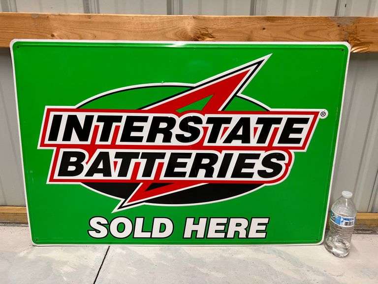 Interstate Batteries Sold Here Metal Sign - Trice Auctions