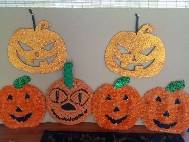 6 Halloween Hanging Jack O'Lantern Decorations, Fall Tablecloth and ...