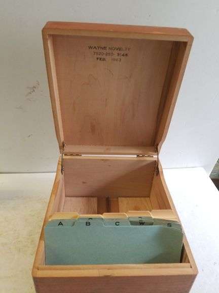 Vintage Wooden File Box - Trice Auctions