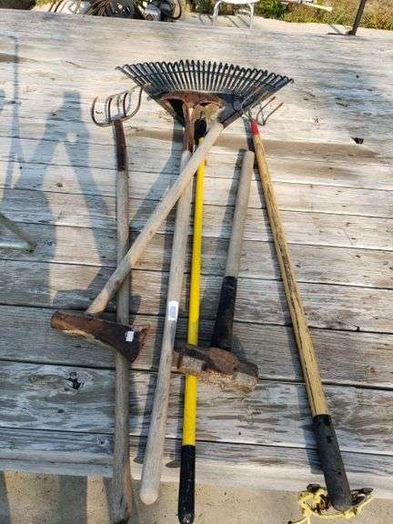 Lawn Rake, Axe, Sledgehammer, Fitch Fork And More - Trice Auctions