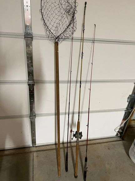 Vintage Fishing Poles & Dip Net - Trice Auctions