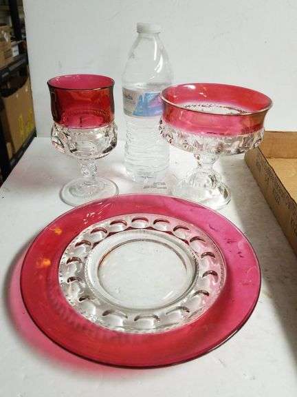 Indiana Glass Ruby Rimmed Glassware - Trice Auctions