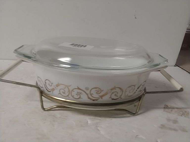 Vintage Pyrex Empire Scroll Pattern Casserole Dish With Cradle - Trice ...