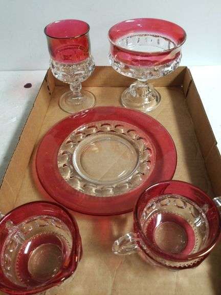 Indiana Glass Ruby Rimmed Glassware - Trice Auctions