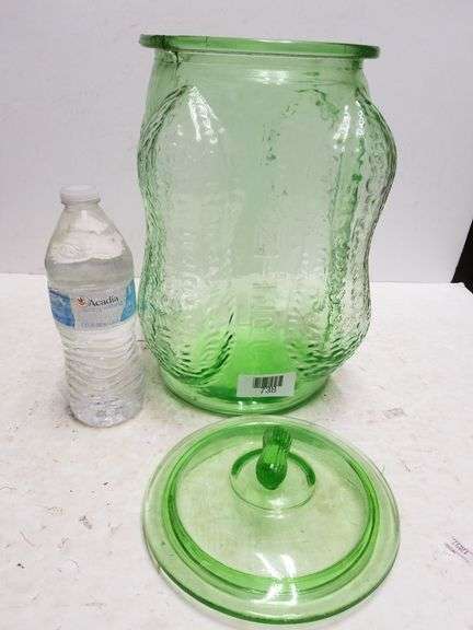 Green Glass Planters Peanut Jar(nice) - Trice Auctions