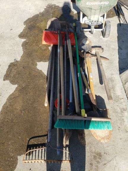 Lot Of Garden Tools - Shovels, Rakes, Pick Axe & More - Trice Auctions