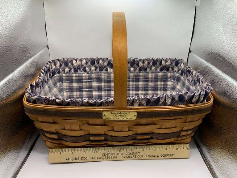 Longaberger JW Collection - Original Easter Basket With Liner & Protector - Trice Auctions