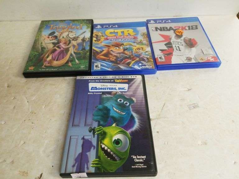 Monsters Inc, Tangled DVD & PS4 Games - Trice Auctions