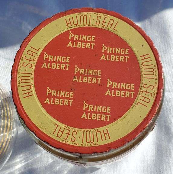 Vintage Prince Albert Tobacco jar w/ Old Pipe - Trice Auctions