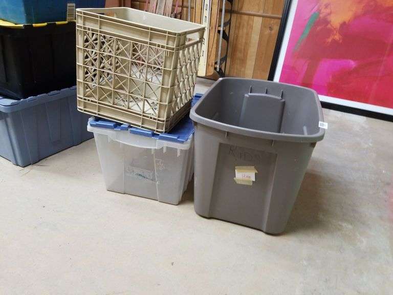 Tote Boxes, 2 Large & 1 Crate - Trice Auctions