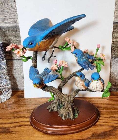 The Danbury Mint "First Flight" Bluebirds figurine. Resin. Missing one ...