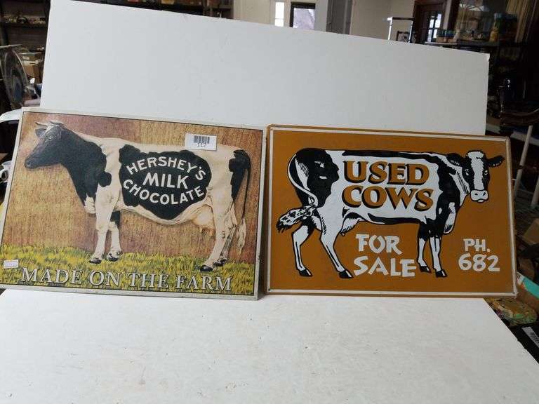 Cow Tin Signs, Hershey's Chocolate Milk 16 X 11 & Used Cows For Sale 17 ...