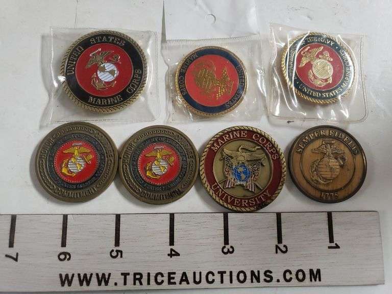 (7) Military Marine Corps Coins - Trice Auctions
