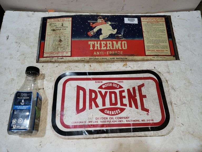 Vintage Thermo Antifreeze Can Made To A Sign And Drydene Sticker ...