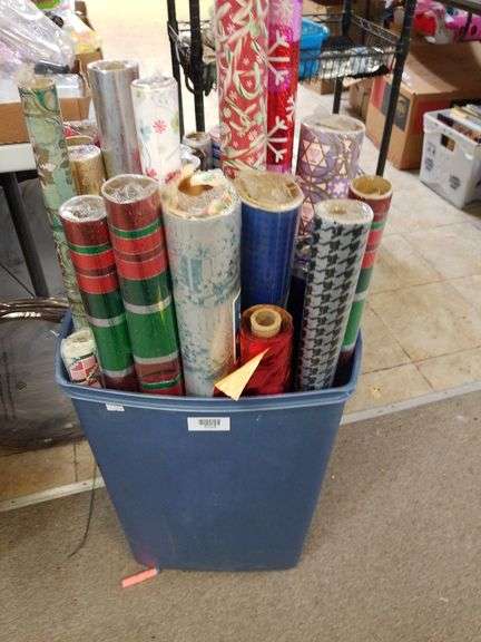 Trash Can With Christmas Wrapping Paper - Trice Auctions