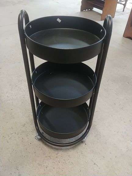 3 Tier Round Metal Utility Cart 27" Tall - Trice Auctions