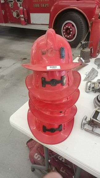 Red MSA Fire Helmets. 5 Pc - Trice Auctions
