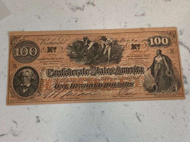 Vintage Confederate $100 Bill Commemorative - Trice Auctions