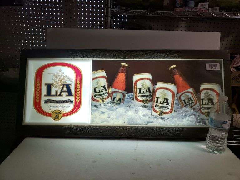 LA Lighted Beer Sign - Works - Chipped Corner - Trice Auctions