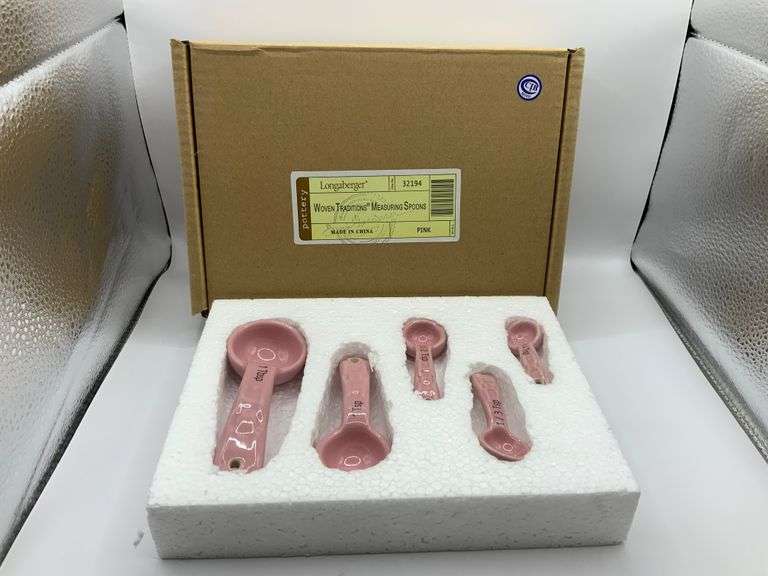 Longaberger Woven Traditions Pink Measuring Spoons Set Of 5 New In Box ...