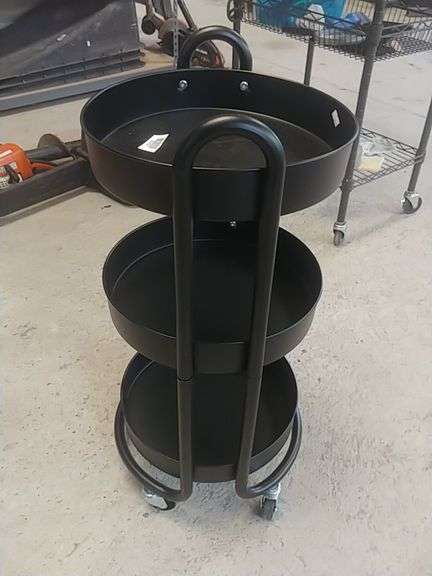 3 Tier Round Metal Utility Cart 27" Tall - Trice Auctions