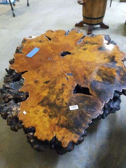 Vintage Organic Tree Slab Coffee Table - Trice Auctions