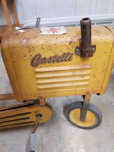 Antique Castelli Metal Toy Pedal Tractor With Wagon - Trice Auctions