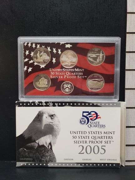 2005 United States Mint 50 State Quarters Silver Proof Set - Trice Auctions